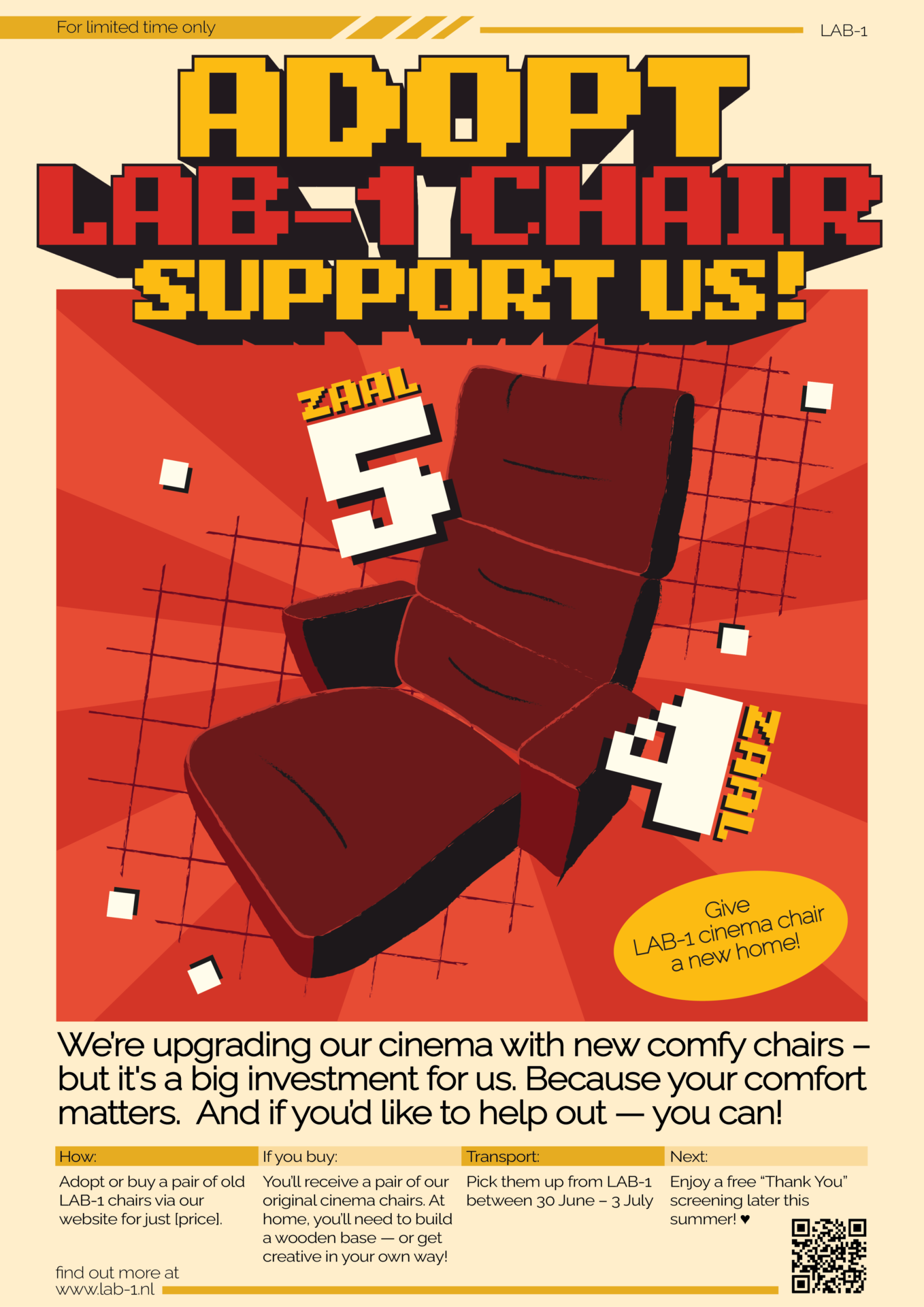 Adopt Our Cinema Chair – Support LAB-1 - Lab-1